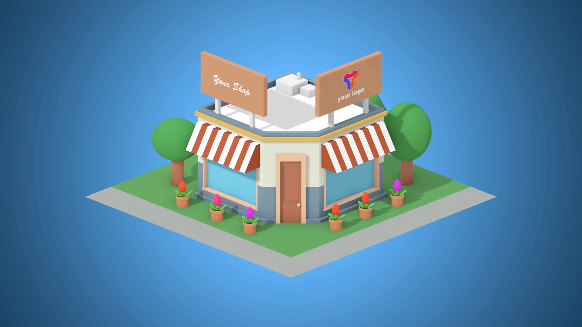 Animated Business Shop Cartoon - Customizable Banner, Logo, Colors ...