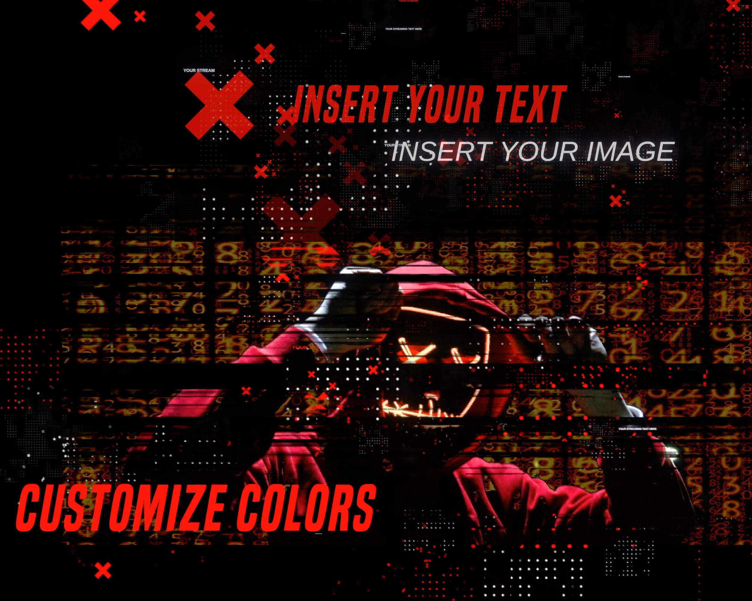 Hacker Crosses Glitch Text Intro Animation With Custom Image and Colors ...