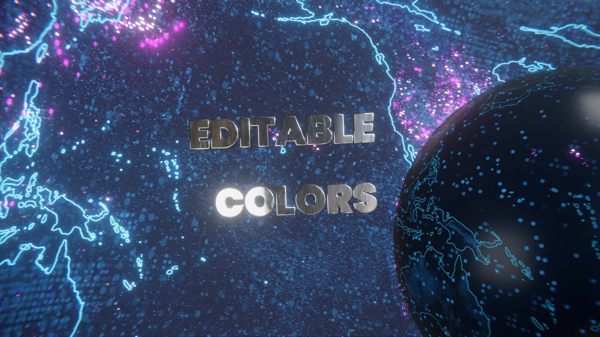 Digital World Spinning Globe Intro With Metallic 3d Text and ...