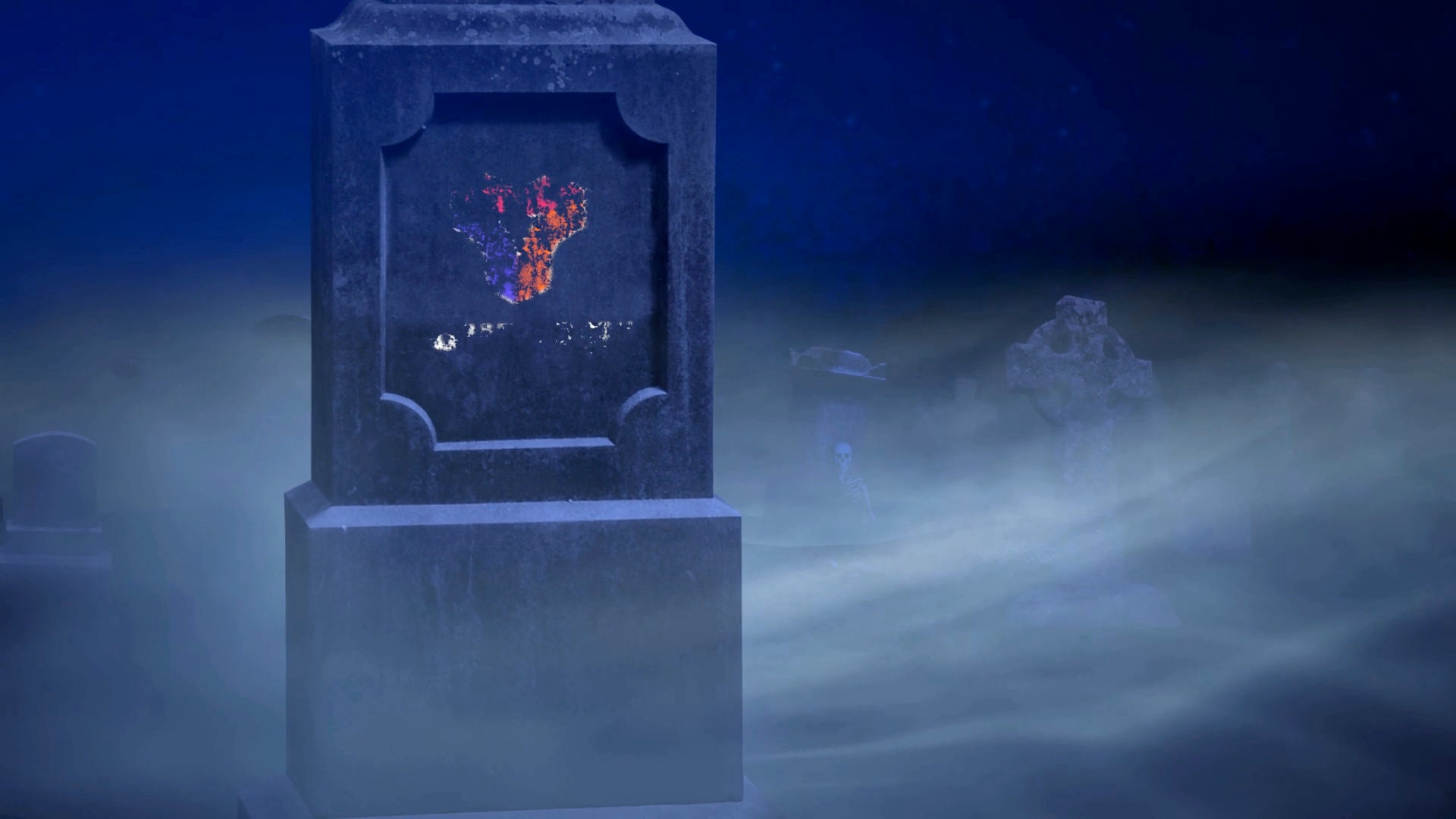 Mystical Cemetery Grave Logo Animation Forming in Ghostly Manner in the ...