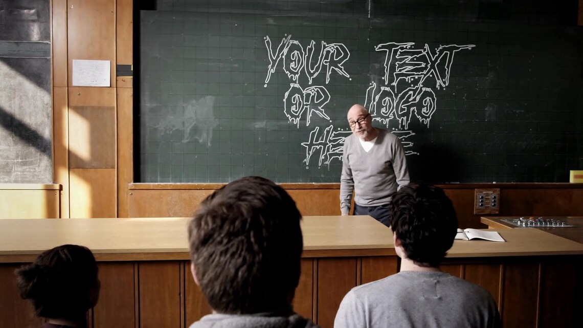Custom Live-action Mockup: Professor Explaining on Blackboard ...