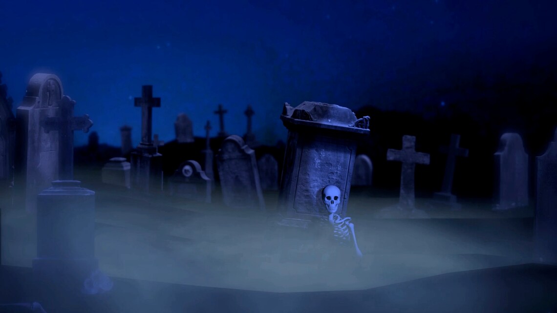 Mystical Cemetery Grave Logo Animation Forming in Ghostly Manner in the ...