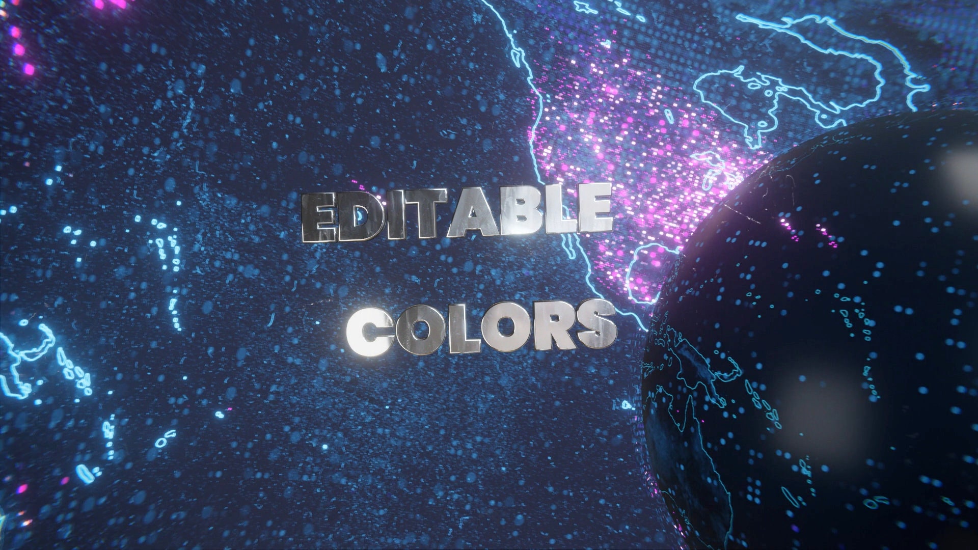 Digital World Spinning Globe Intro With Metallic 3d Text and ...
