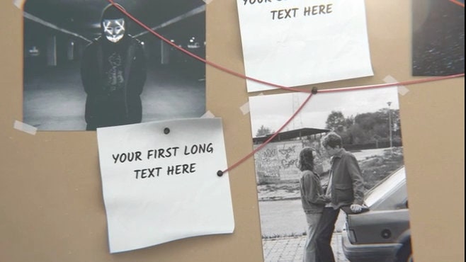 Channel Intro Investigation Board Animation - With 7 Sticky Notes Texts ...