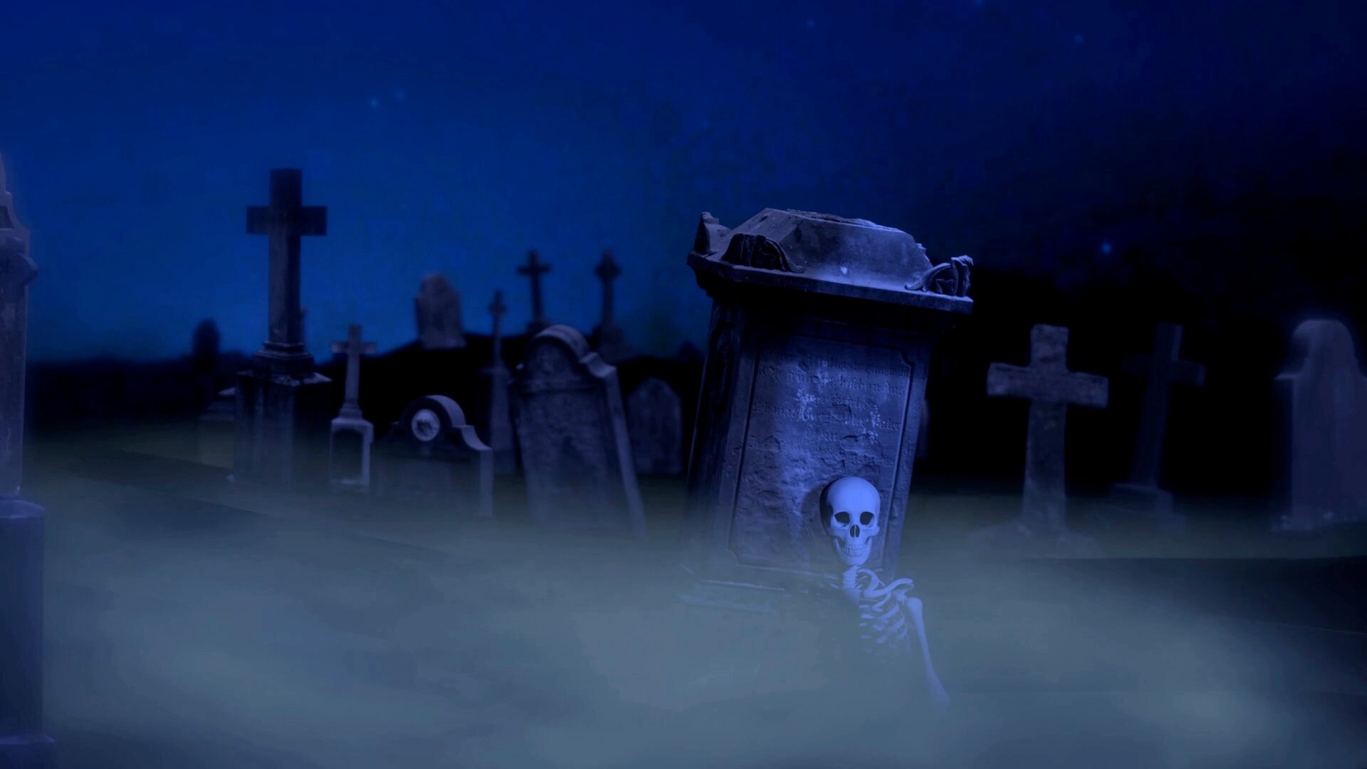 Mystical Cemetery Grave Logo Animation Forming in Ghostly Manner in the ...