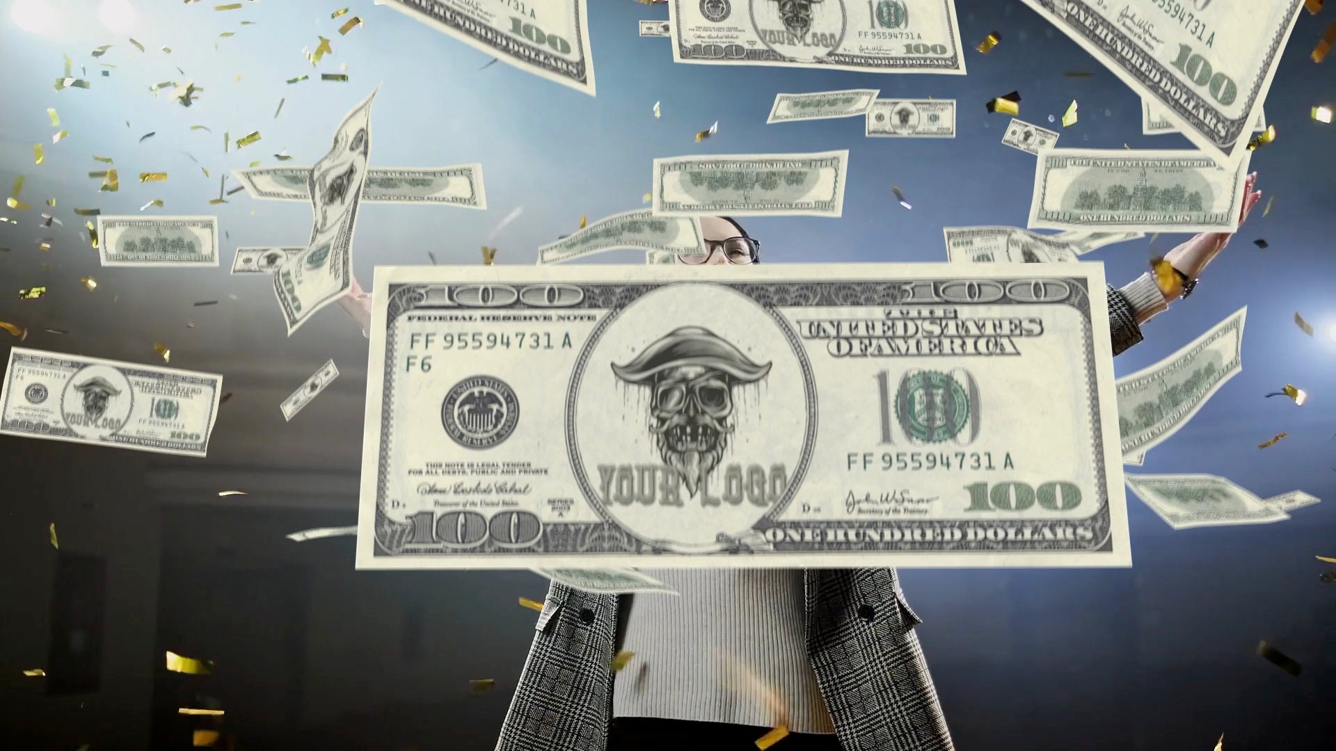 Falling Dollars Overlay - Bills Mockup With Your Logo With Vintage Look ...