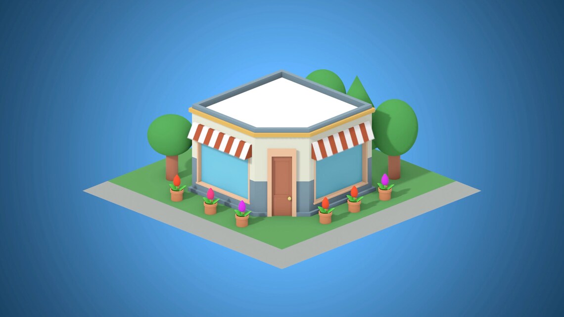 Animated Business Shop Cartoon Customizable Banner, Logo, Colors Your ...