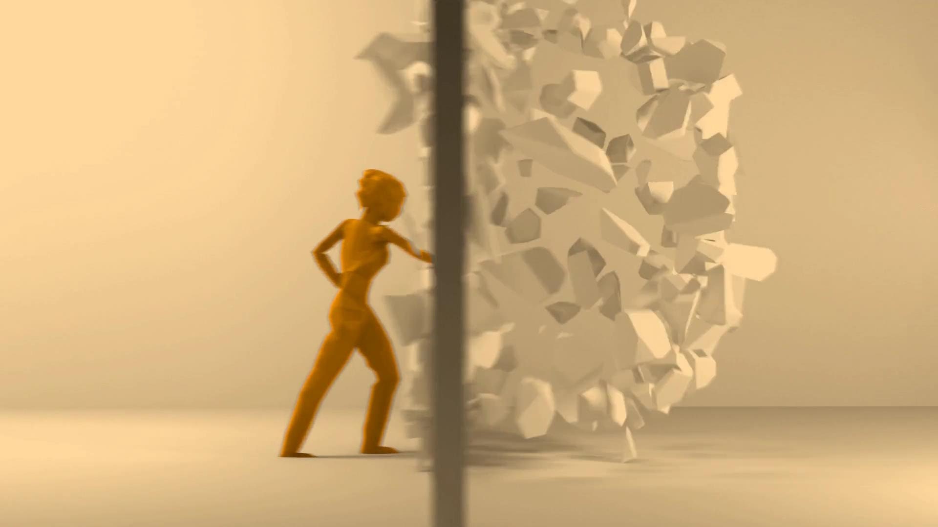 Barrier-breaking Animation: 3D Girl Powerfully Smashing Walls | Reveal Your Logo & Slogan ...