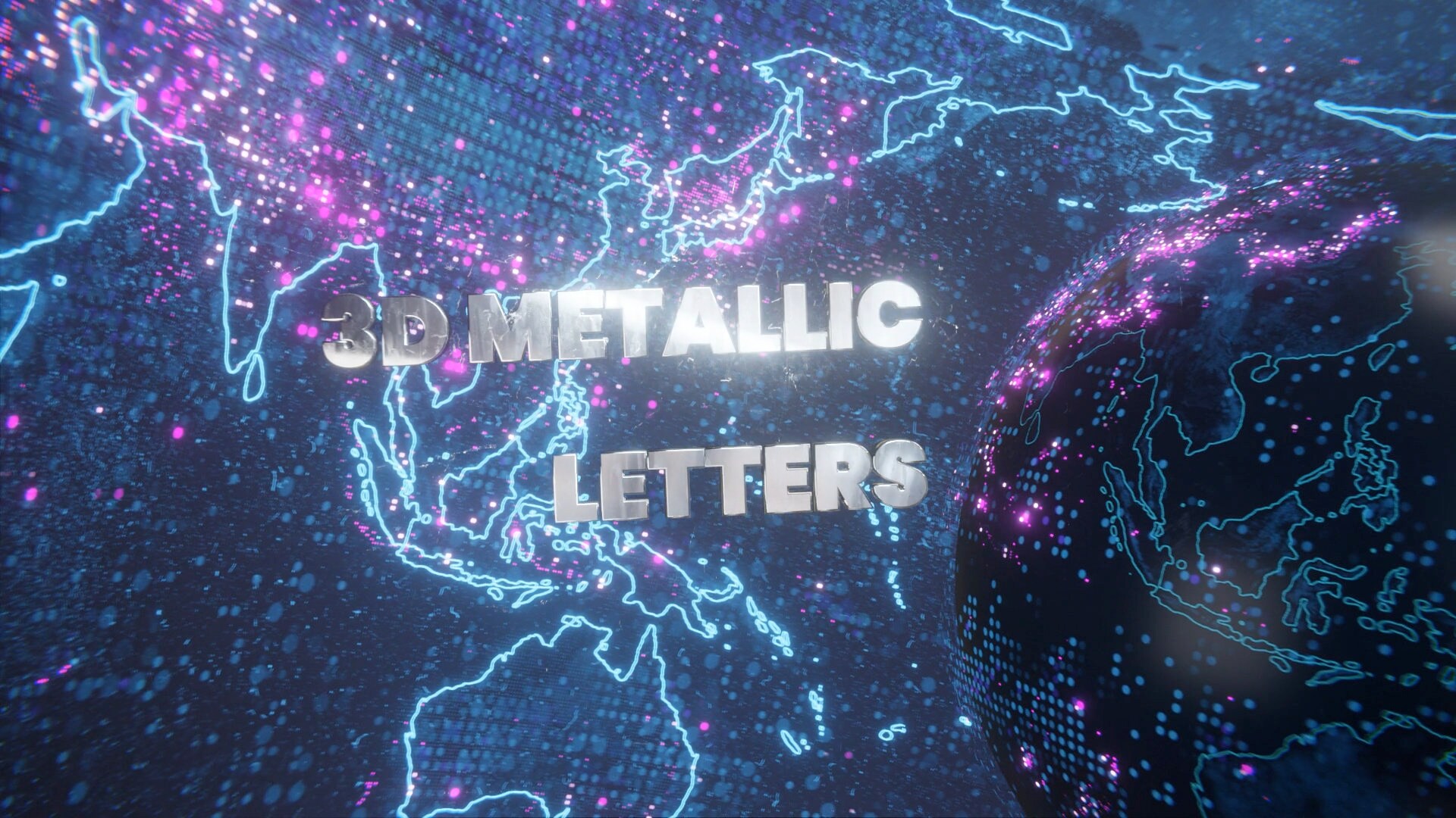 Digital World Spinning Globe Intro With Metallic 3d Text and ...