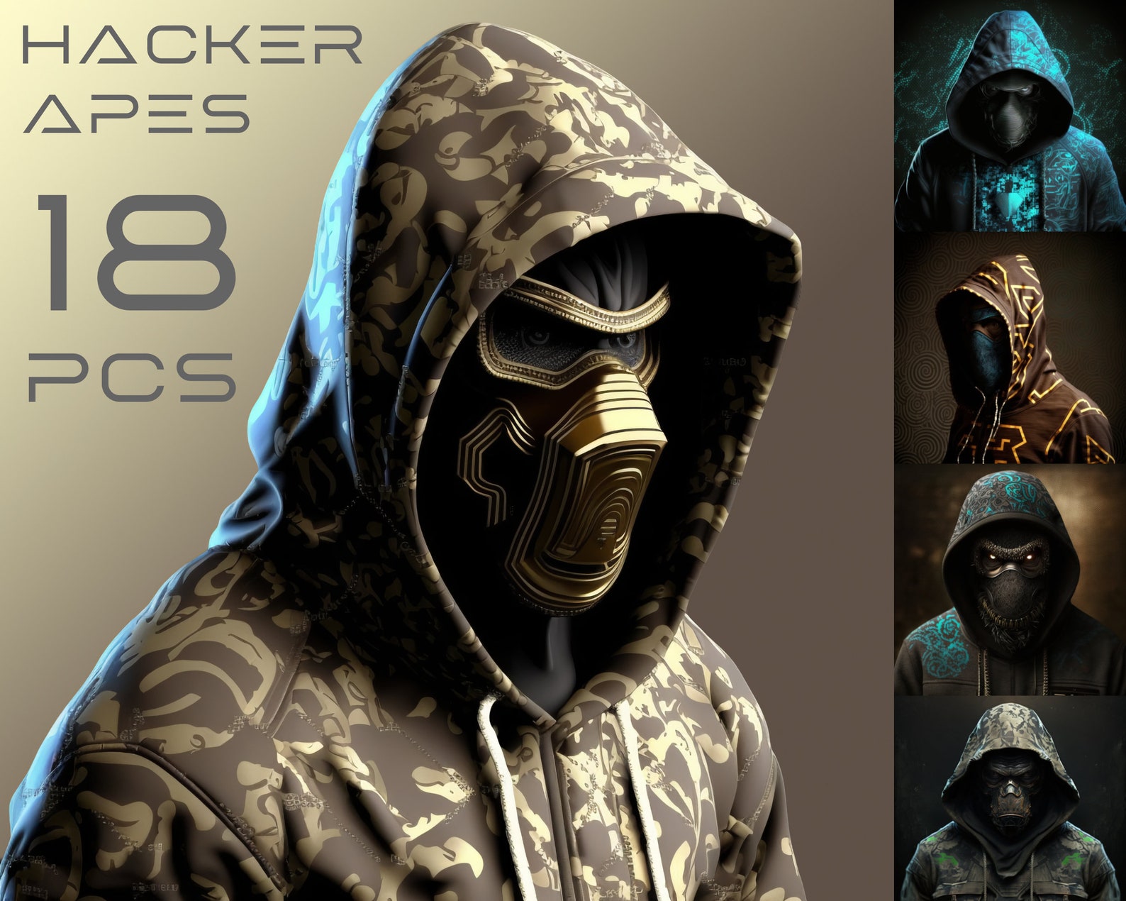 PRINTABLE ART Masked Hacker Apes Collection Printable and - Etsy