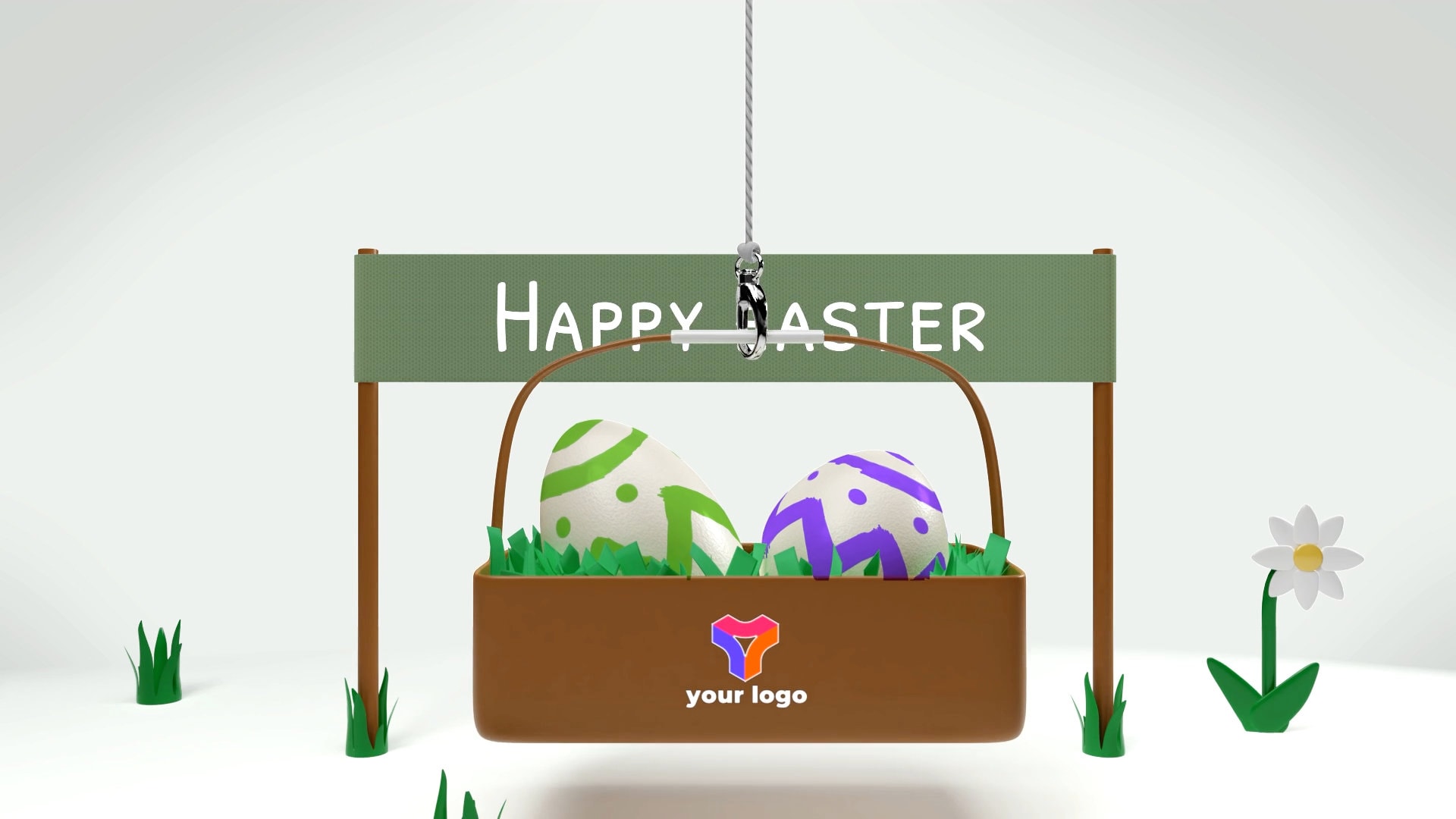 Easter Animated Logo on the Basket - for Your Video Channel - Customize ...