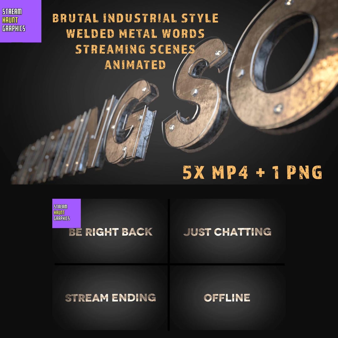 Heavy Metal Stream Overlay Animation Bundle | 5 Looped Status ...