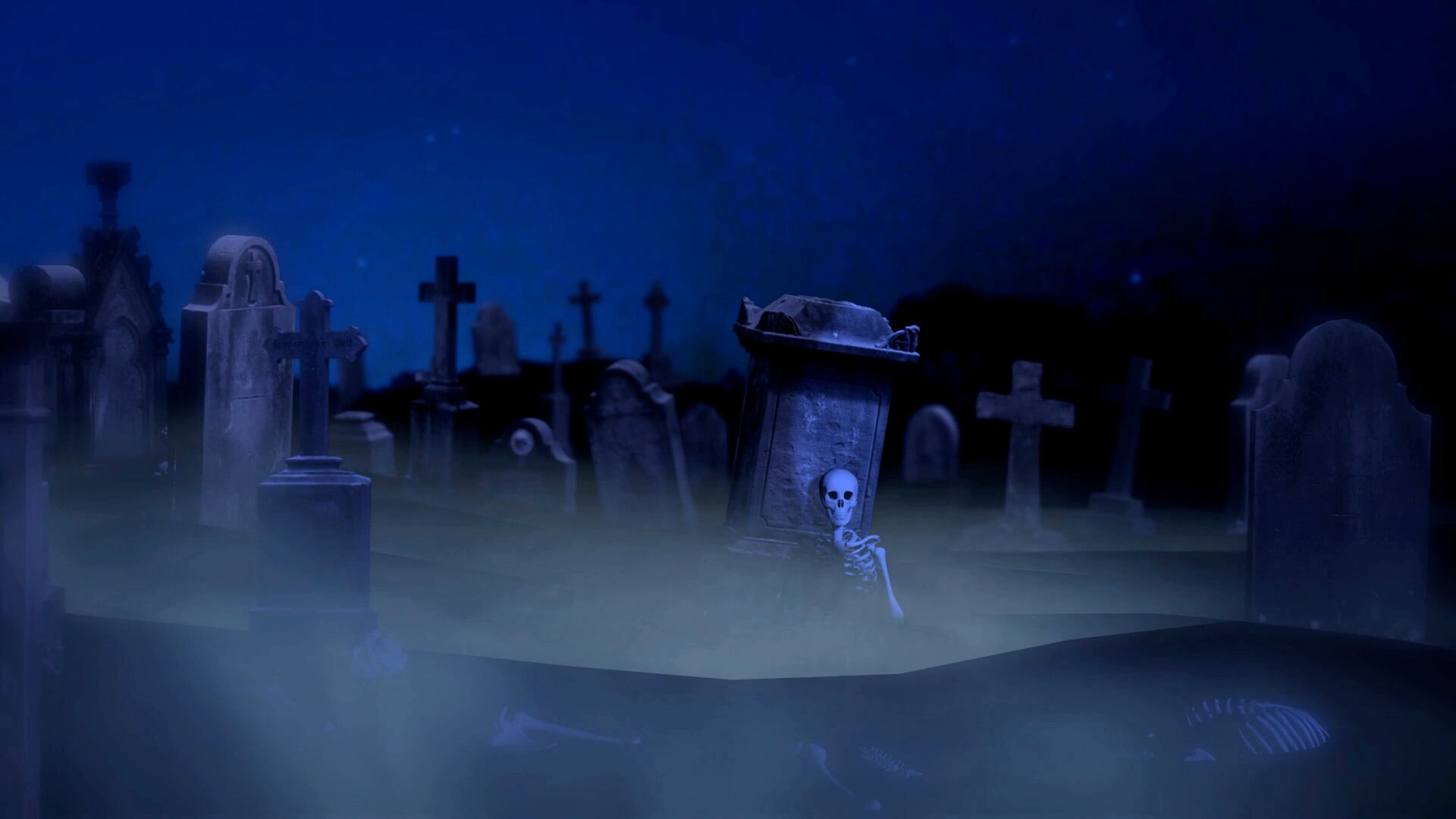 Mystical Cemetery Grave Logo Animation Forming in Ghostly Manner in the ...