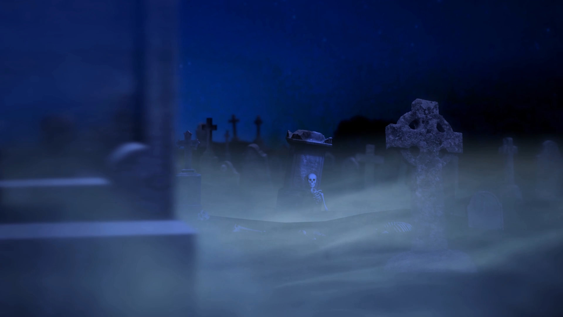 Mystical Cemetery Grave Logo Animation Forming in Ghostly Manner in the ...