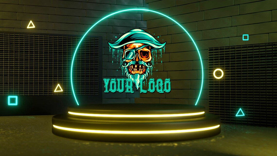 Neon Podium Glowing Shapes Logo - Customizable Neon Colors With Sound ...