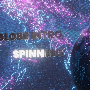 Digital World Spinning Globe Intro With Metallic 3d Text and ...