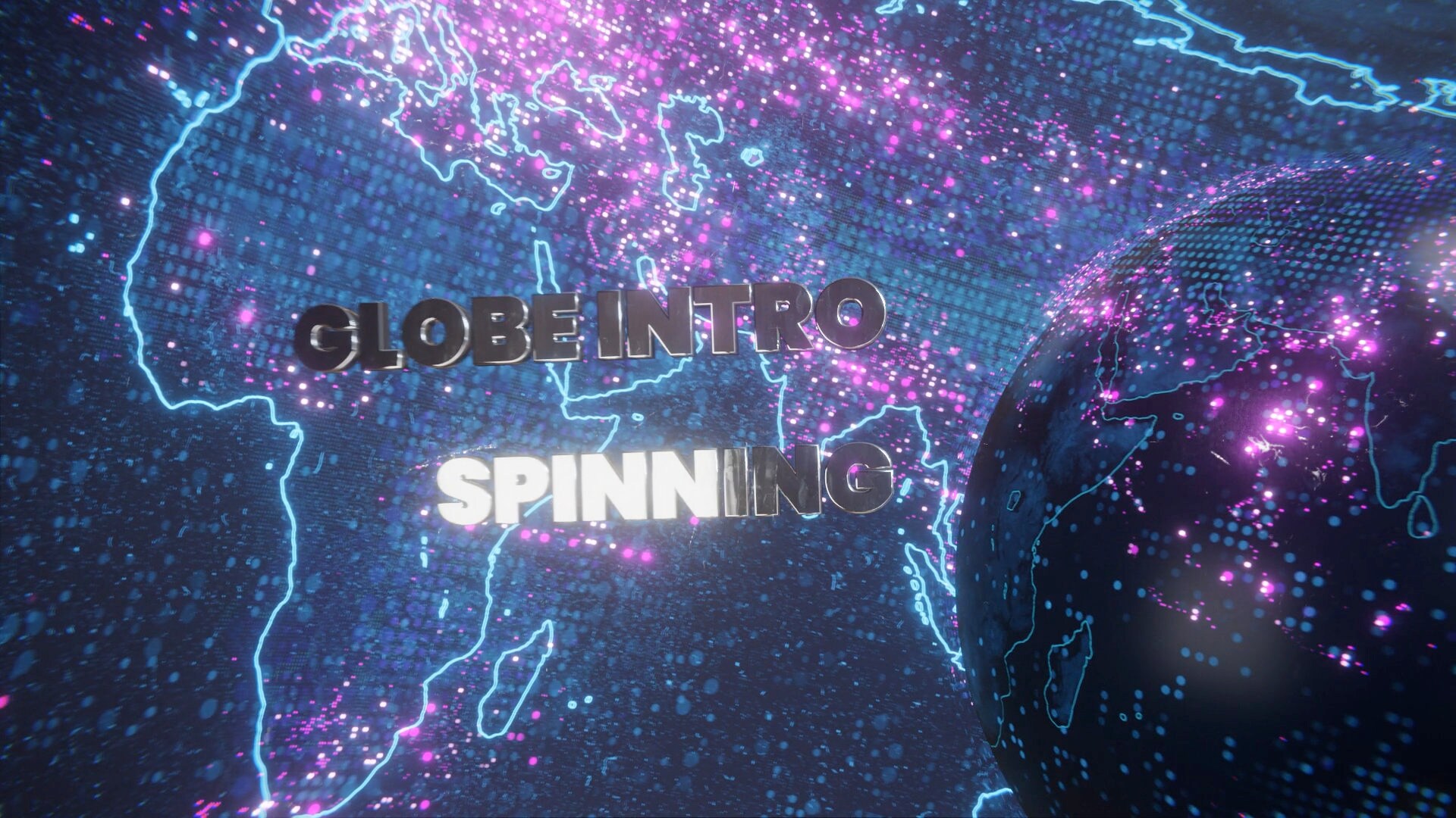 Digital World Spinning Globe Intro With Metallic 3d Text and ...