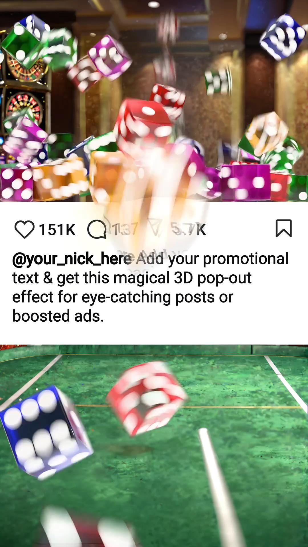 Personalizado para você 3D Pop-Out Dice Instagram Post anúncio ...