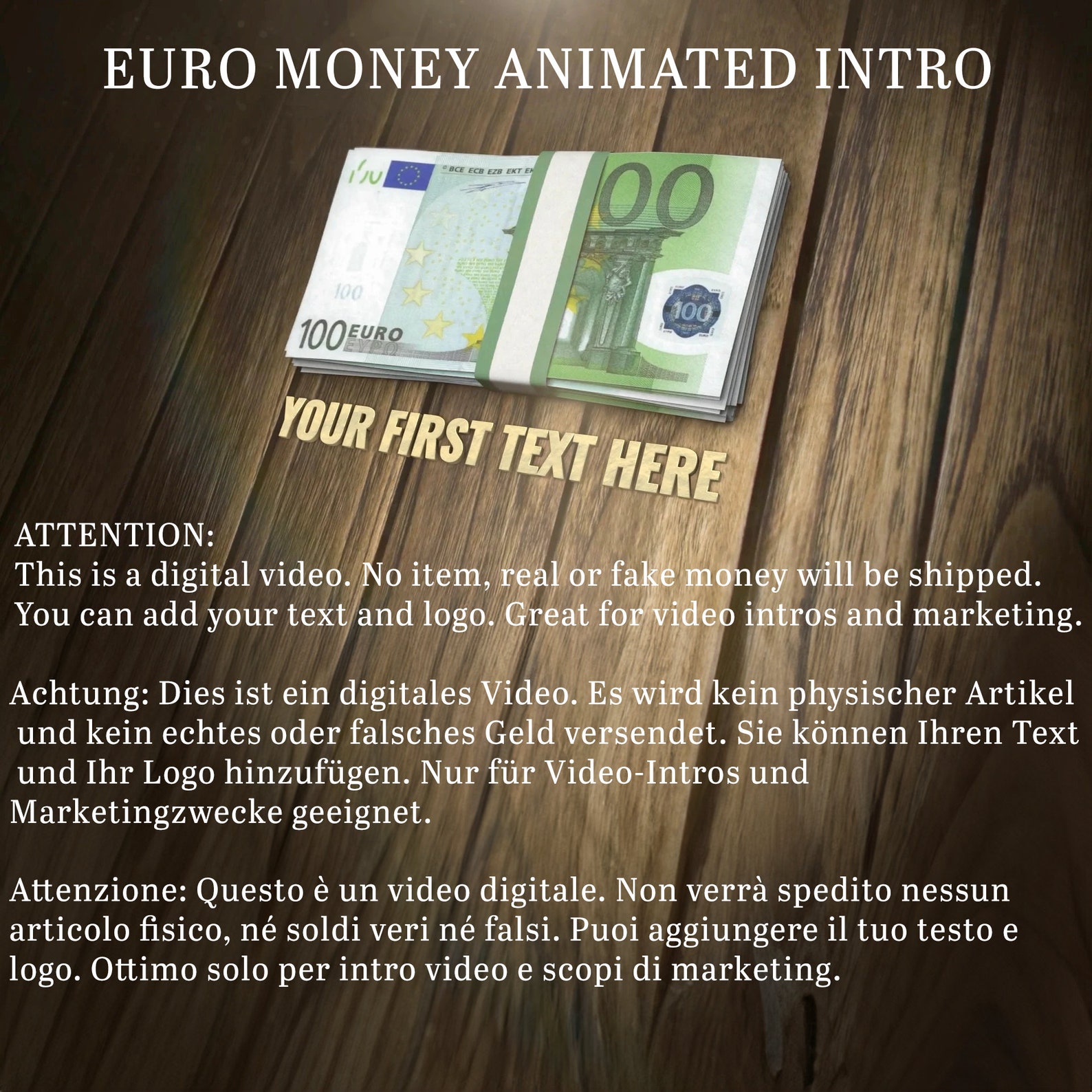 Falling Euro Bills Money Heist Intro Logo Animation Customizable Text ...