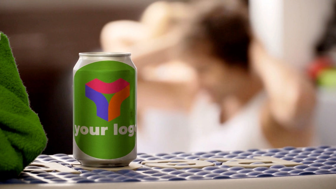 Soda Drink Mockup With Your Own Logo on the Can. Custom Animated Life ...