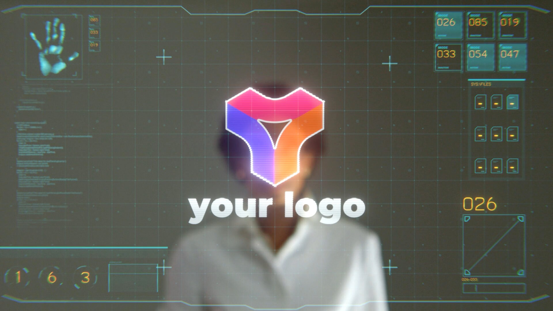 HUD Display Unlock Animation Palm Print Reader With Your Logo Stinger ...