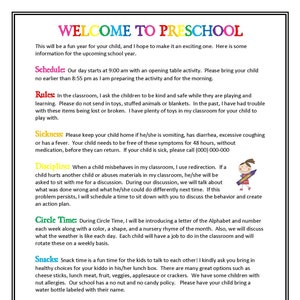 Editable Preschool Welcome Letter to Parents - Etsy