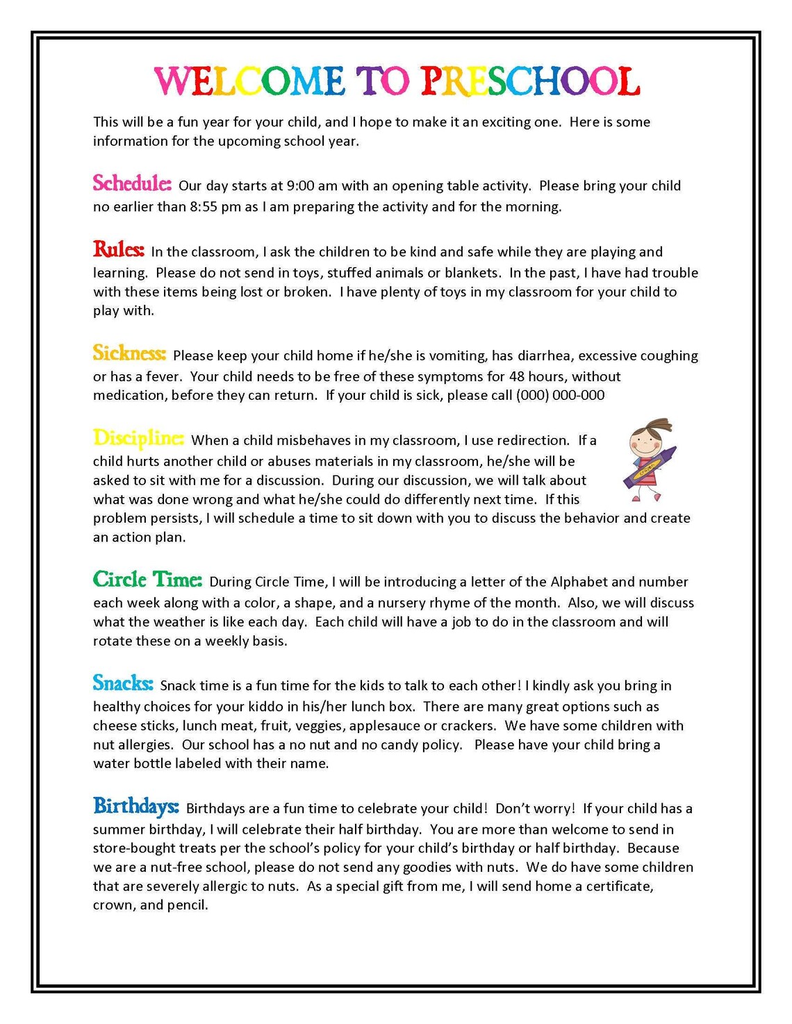 Editable Preschool Welcome Letter to Parents - Etsy