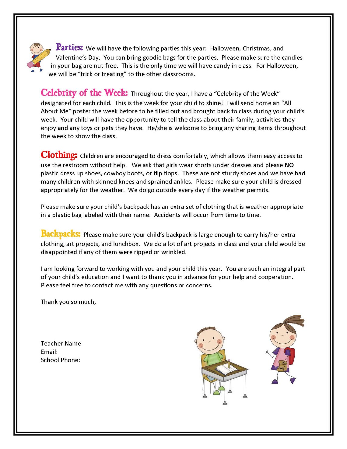 Editable Preschool Welcome Letter to Parents - Etsy