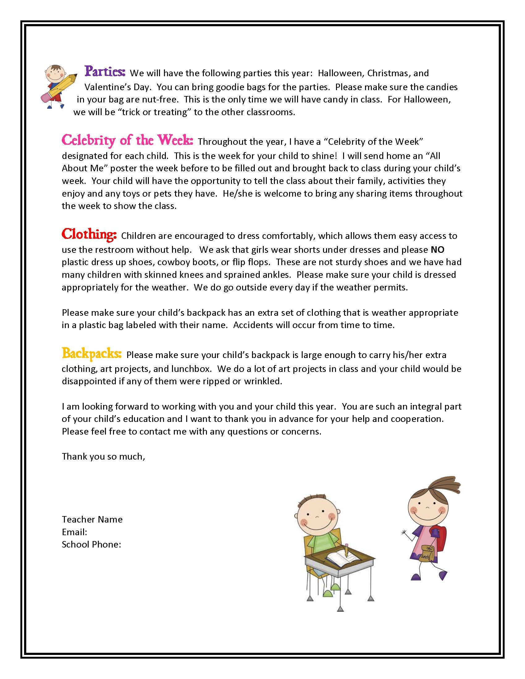 Editable Preschool Welcome Letter to Parents - Etsy