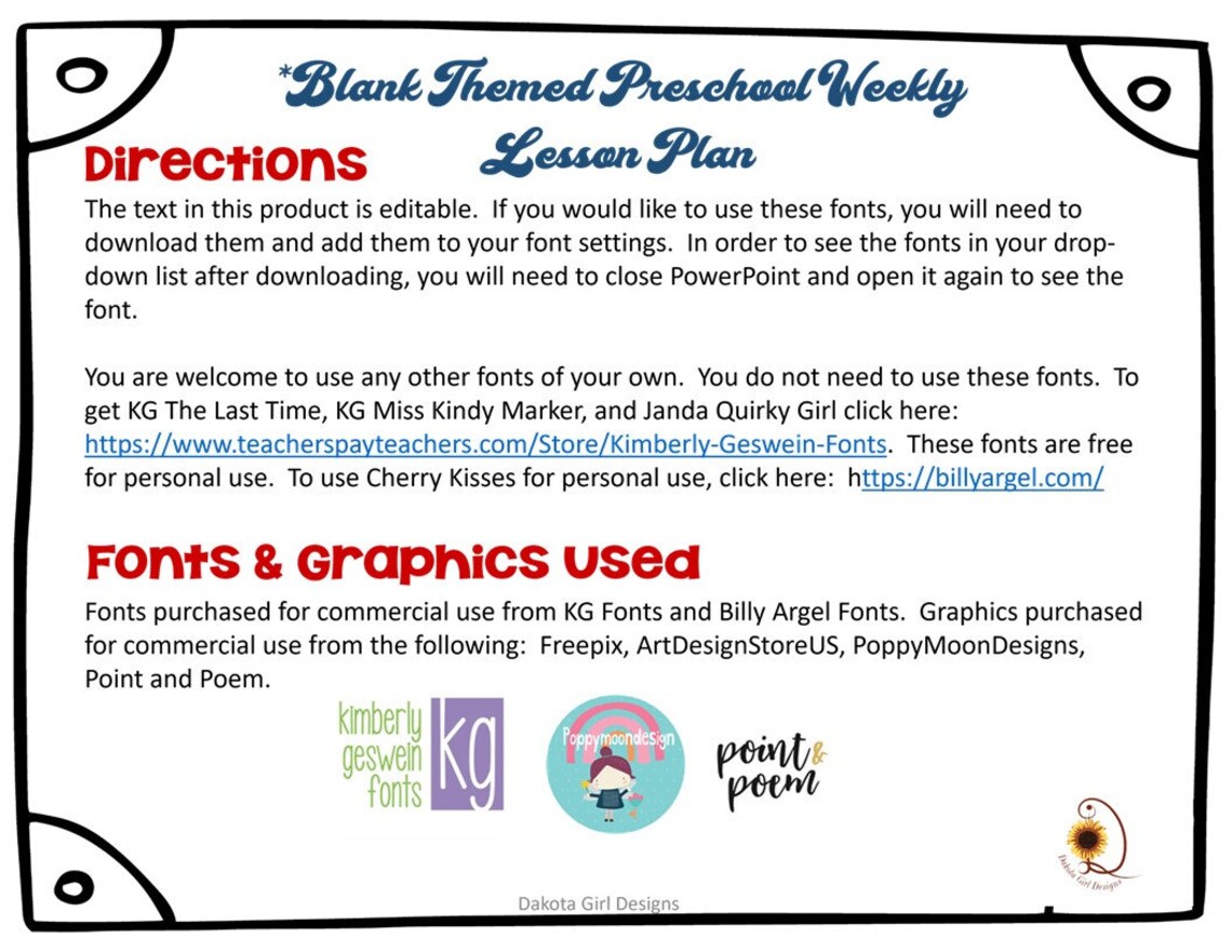 BLANK - Preschool Themed Weekly Lesson Plan Template - Etsy