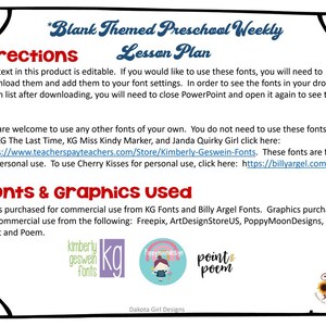 BLANK - Preschool Themed Weekly Lesson Plan Template - Etsy