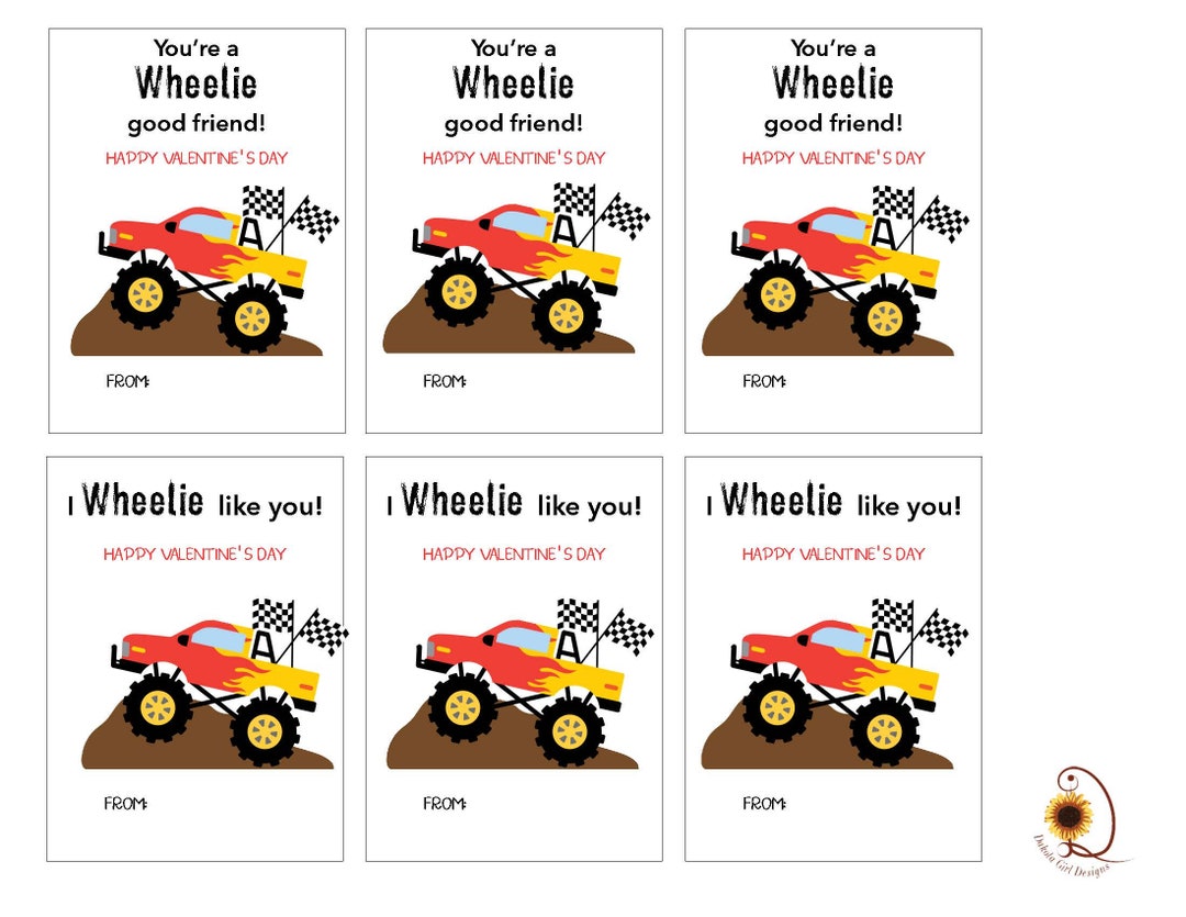 Monster Truck Valentine Cards - Etsy