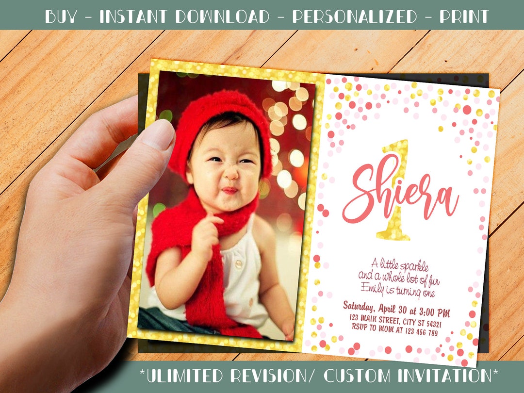 Custom Birthday Party Invitation With Photo Personalized Digital File ...