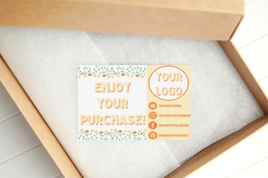 Enjoy Your Purchase | Thank You Card Template | Editable Thank You Card ...