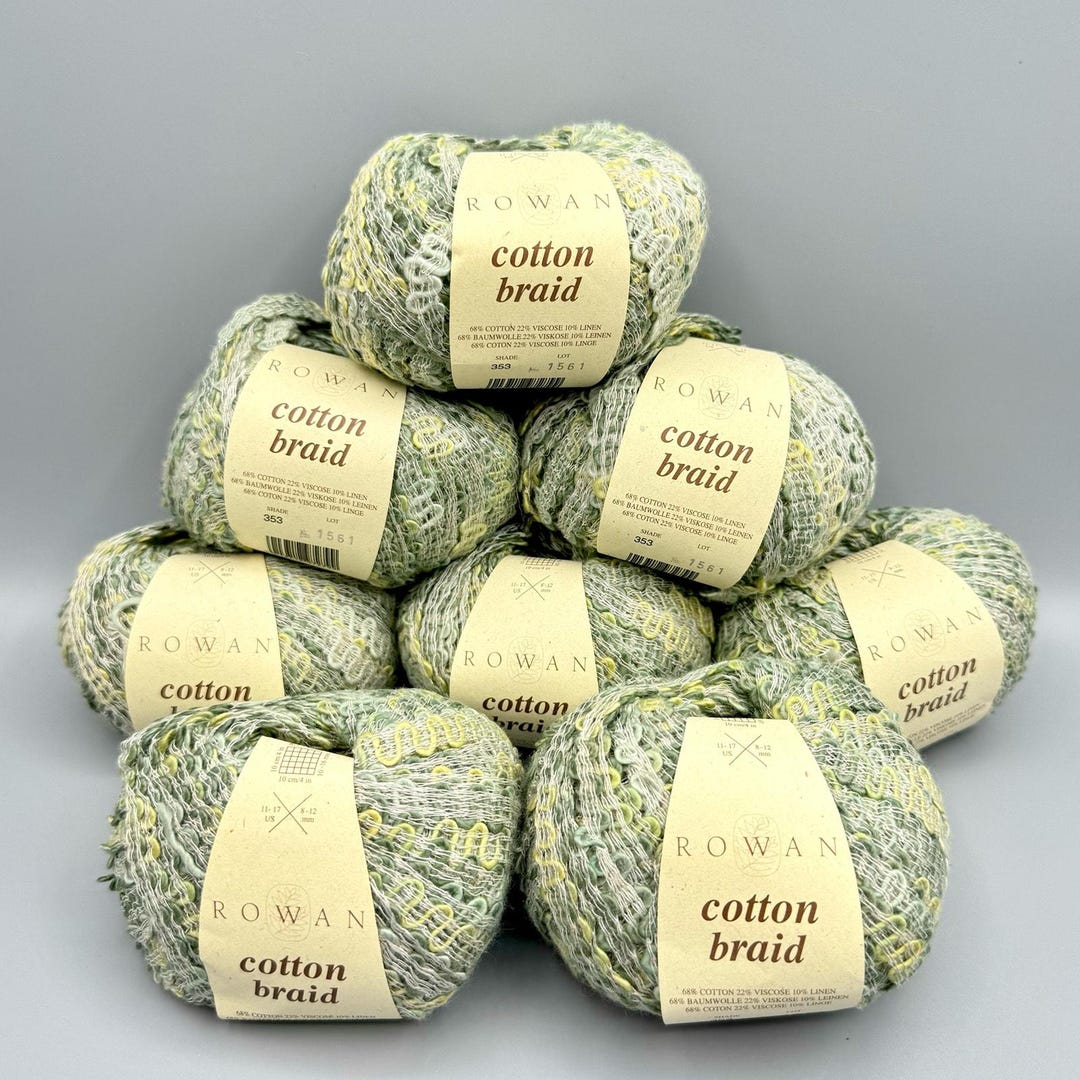 Rowan Cotton Braid Yarn Lot of 8 Color 350 Cotton Linen Blend Green ...