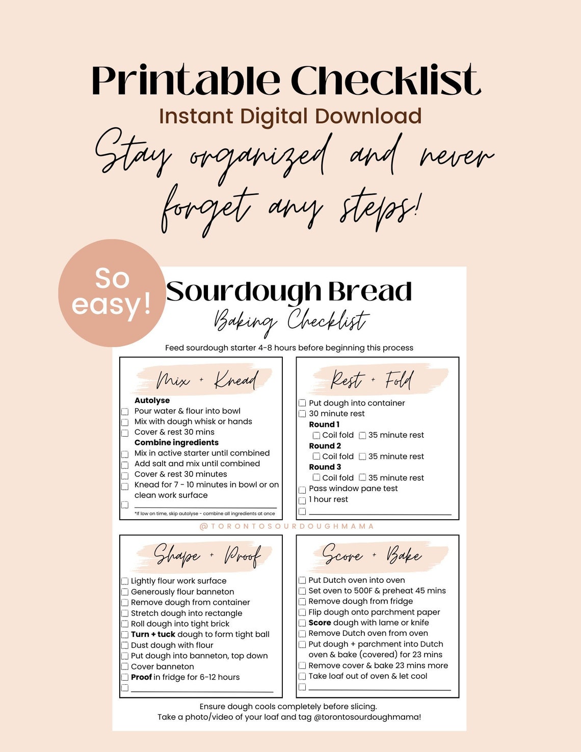 CHECKLIST | SOURDOUGH BREADMAKING | Editable - Etsy