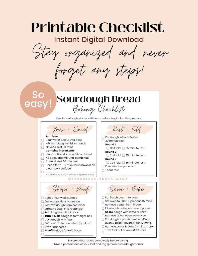 CHECKLIST | SOURDOUGH BREADMAKING | Editable - Etsy