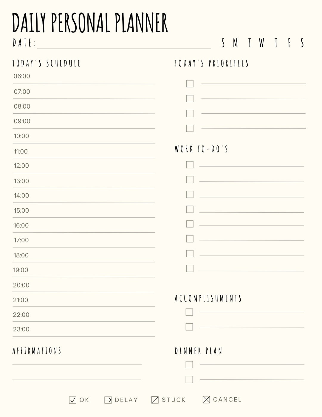 Daily Personal Planner 2023 (printable) - Etsy