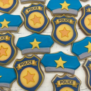 Custom Sugar Cookies Ultra Deluxe Police Hat Cop Badge ONE DOZEN (12 ...