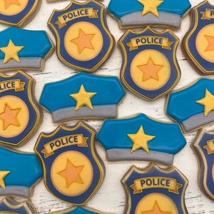 Custom Sugar Cookies Ultra Deluxe Police Hat Cop Badge ONE DOZEN 12 - Etsy