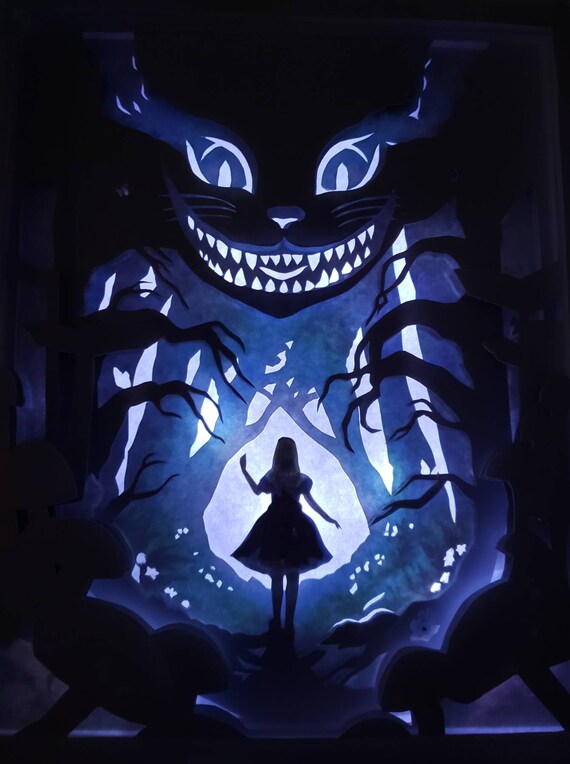 Lights included! 8x10.5 Alice in wonderland shadow box (physical ...