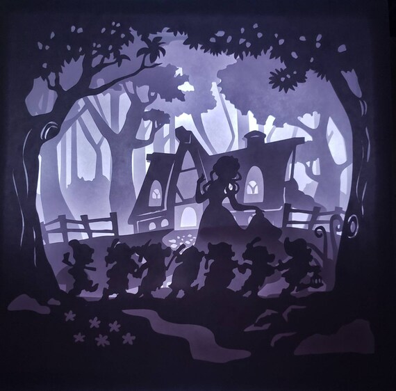 Lights included! Snow white shadow box 8x8 (finished physical product ...