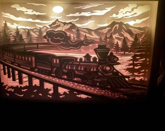 Train Shadow Box - Etsy