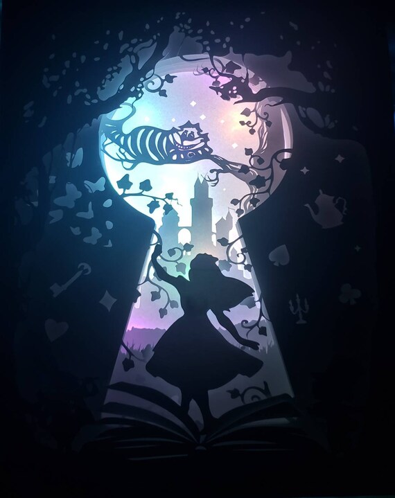Lights included! 8x10.5 Alice in wonderland shadow box (finished ...