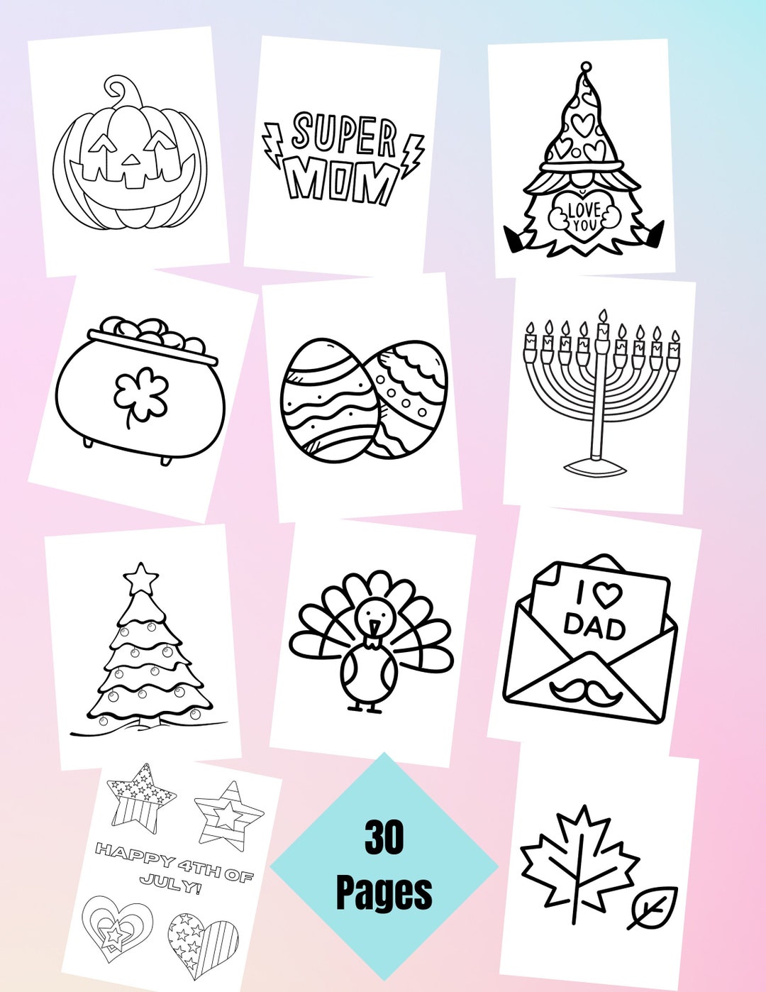 30 Printable Holiday Throughout the Year Coloring Pages for Toddler ...