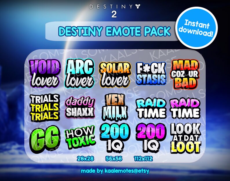 Destiny 2 Emotes TEXT Font 15 Emote Pack for Twitch Discord - Etsy