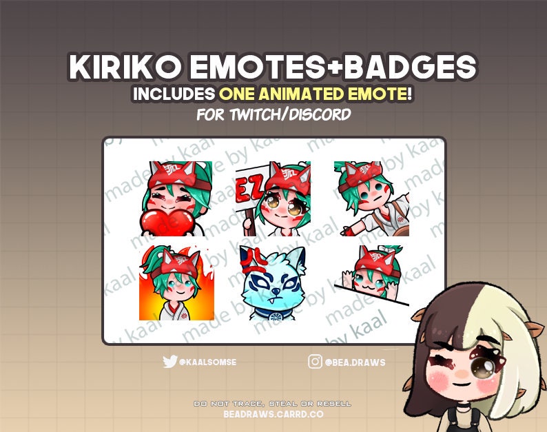 Kiriko Overwatch Emotes (includes One Animated Emote) for Twitch and ...