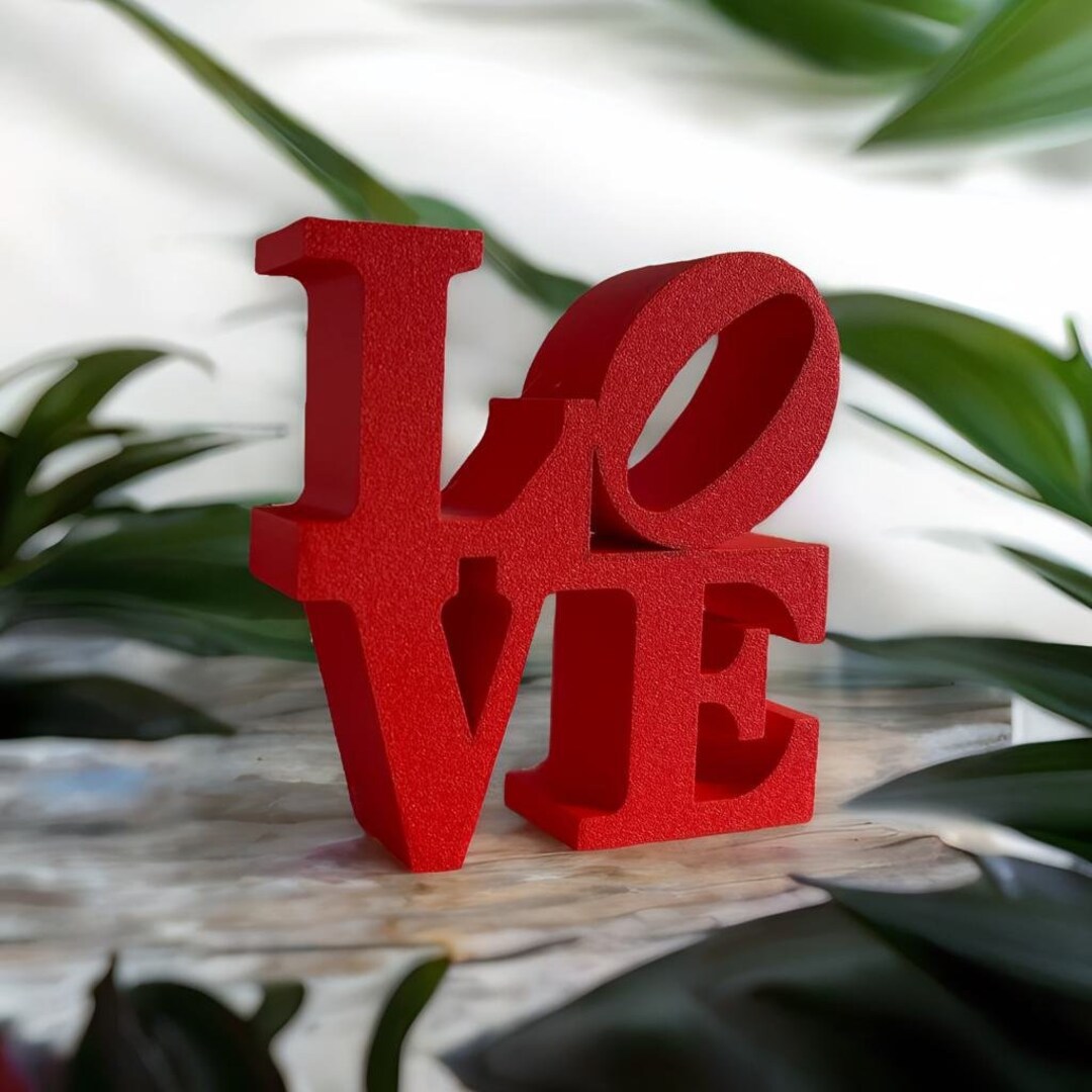 Love Sculpture Valentine's Day Abstract Art Decor Love Sign 3D Printed ...