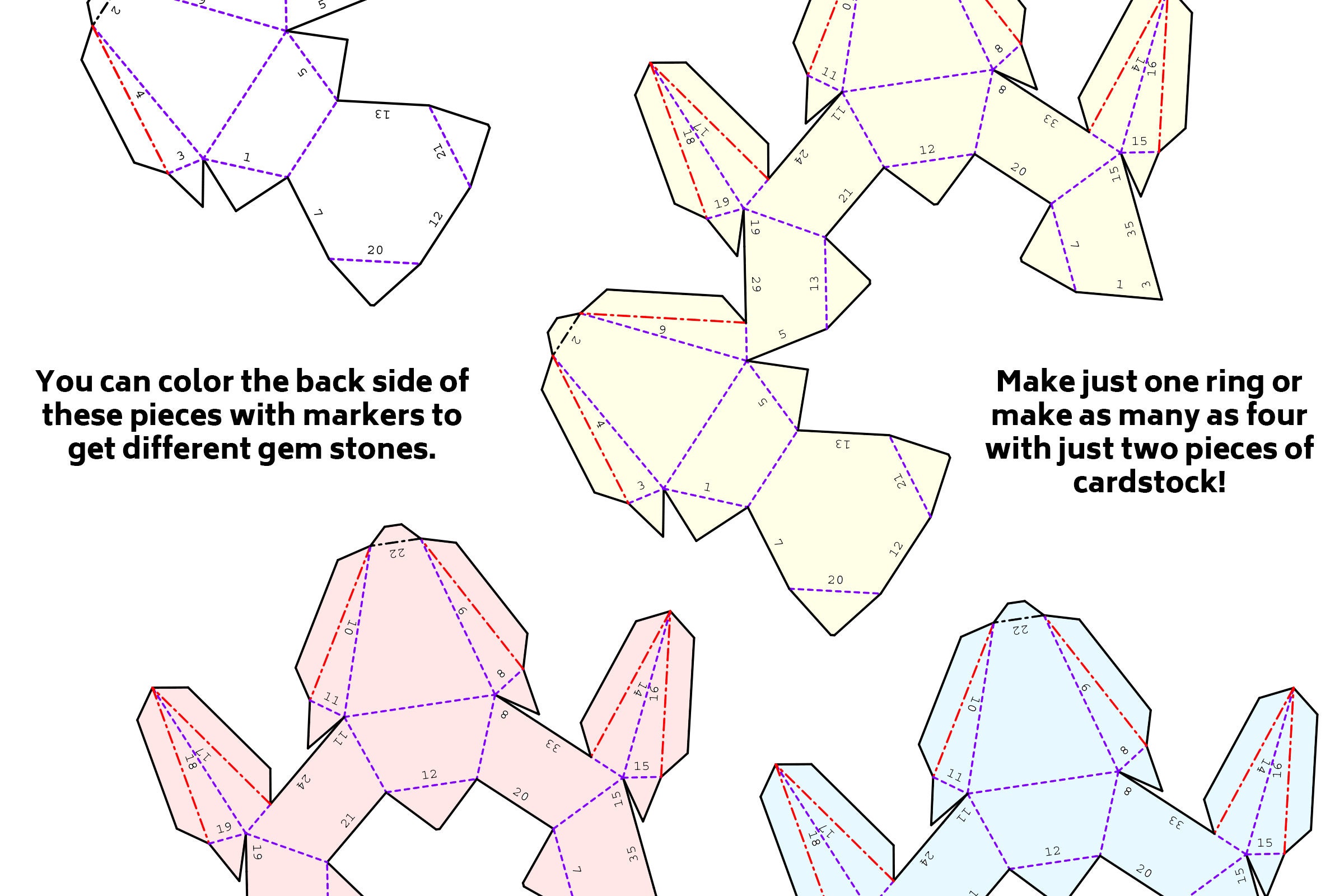 Gemstone Ring Papercraft Plans, DIY Jewelry, Prom/wedding/engagement ...