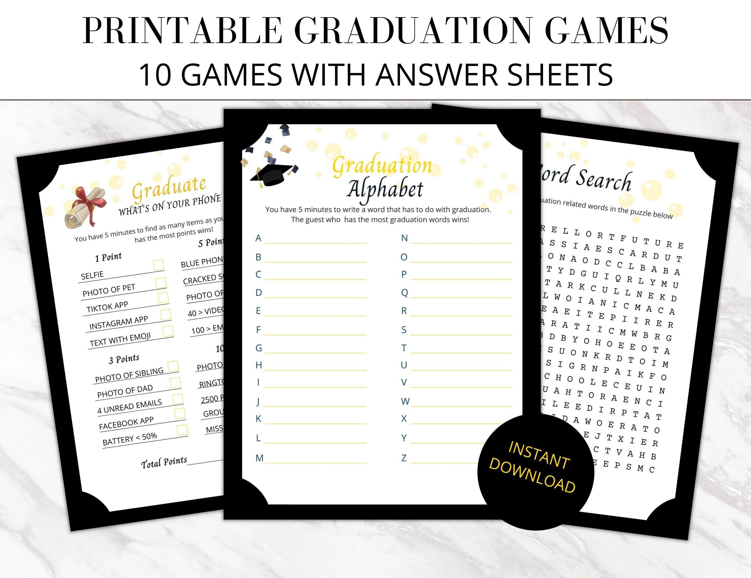 Graduation Games Printable Bundle, 2022 Grad Printable Includes 10 ...